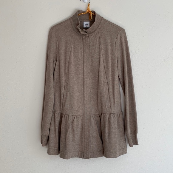 CAbi | Jackets & Coats | Cabi 3543 Weekend Topper Zipup Peplum Tan ...